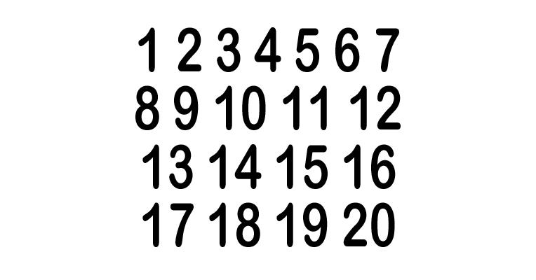 Vinyl Number Decals - Sets of 1-20 - Clean Run