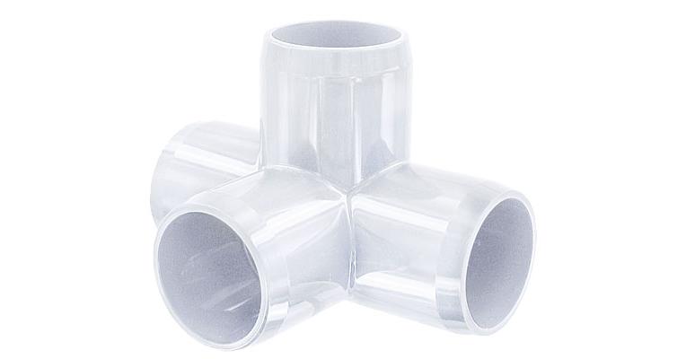 1 in. 4-Way PVC Fitting, Furniture Grade - White - Clean Run